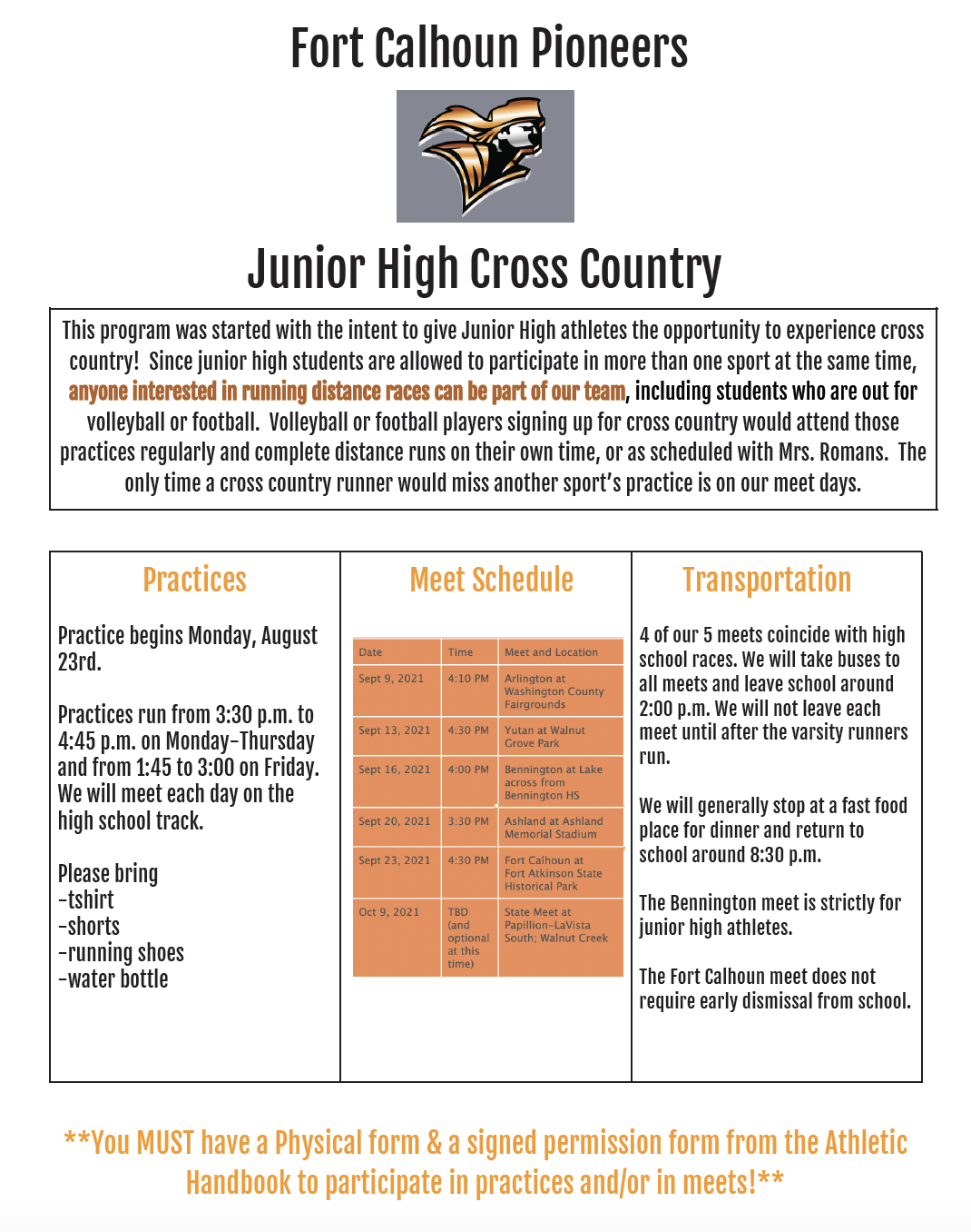 Junior High Cross Country – Fort Calhoun Community Schools